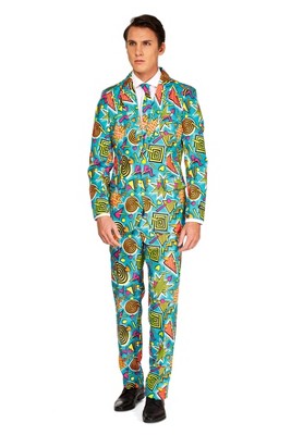 Suitmeister Men's Party Suit - Retro Blue 90’s Icons - Multicolor ...