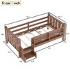 Twin Size Solid Wood Kids Floor Bed with Storage Bookcases, Cute Stairs ...