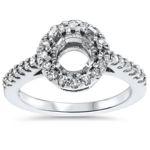 Pompeii3 1/2ct Si Pave Halo Diamond Engagement Ring Setting 14k White Gold : Target