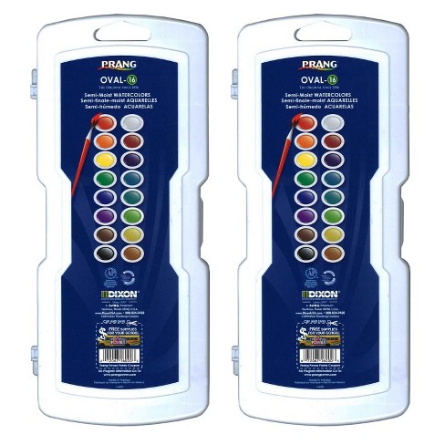 Prang Watercolors, Oval Pans, 16 Color Set With Brush, Set Of 2 : Target