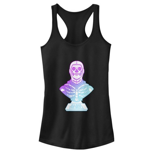 Junior's Women Fortnite Skull Trooper All Hail Glow Racerback Tank Top ...