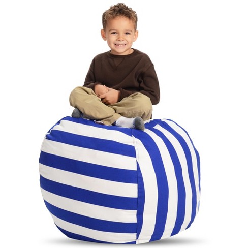 Stuff n Sit Large 33 Bean Bag Storage Cover For Stuffed Animals Toys Blue White Stripe Toddler Kids Target