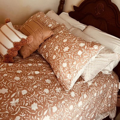 12pc Queen Floral Boho Comforter & Sheets Set Terracotta Pink ...