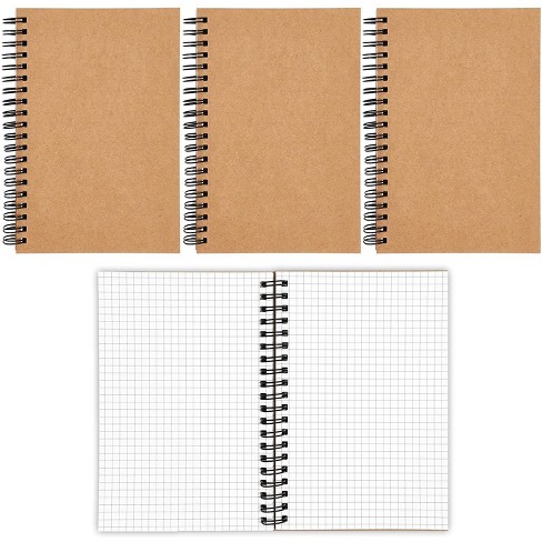 Paper Junkie 4-pack Grid Spiral Bound Graph Paper Notebooks With Kraft ...