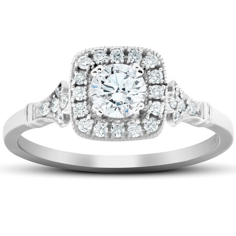 Pompeii3 1/2 Ct Cushion Halo Diamond Pave Engagement Ring 14k White Gold - Size 5.5 : Target