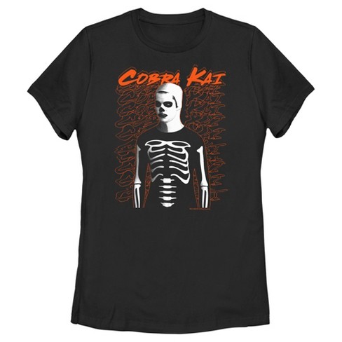 Women's Cobra Kai Halloween Miguel Diaz Skeleton T-shirt - Black - Medium : Target