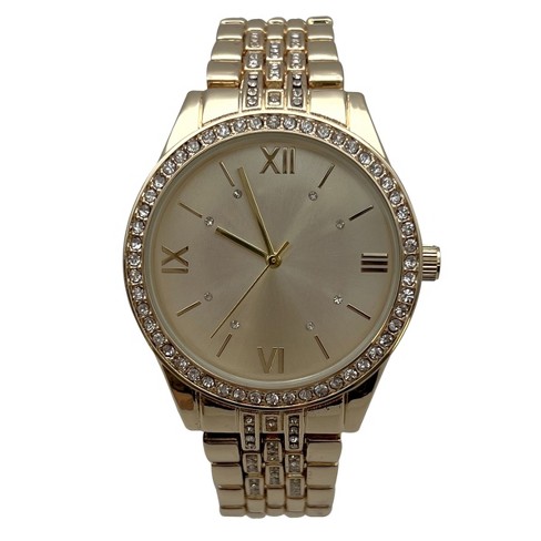 Gold Everyday Rhinestiones Elegant Look Women Watch : Target