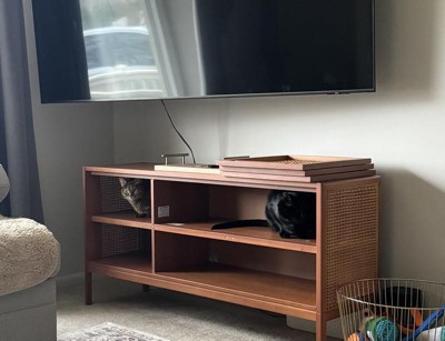 Minsmere Tv Stand For Tvs Up To 50 Natural Brown Threshold Entertainment Center With Fixed Shelf Target