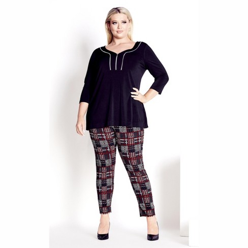 Women's Plus Size Jemma Check Pant - Red | Avenue : Target