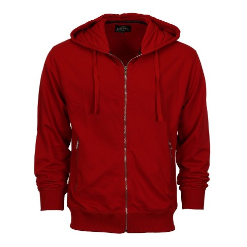 Gioberti Men's Full Zip Up Hoodie With Metal Zipper Pockets, Red, Small ...