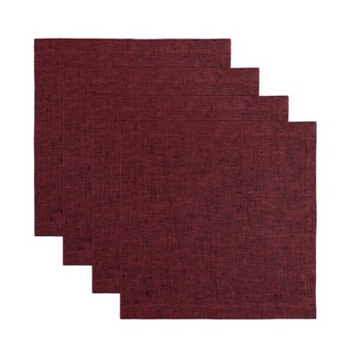 Solino Home Linen Square Placemats Red Garnet Set Of 4, 14 X 14 Inches ...