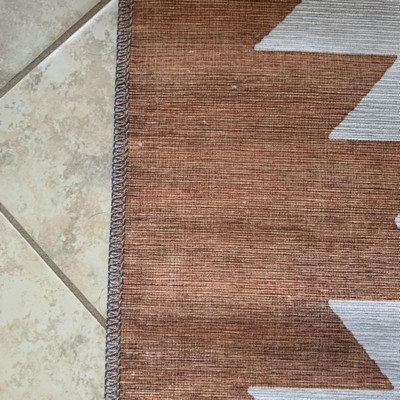 9' X 12' Chayton Minimalist Geometric Machine-washable Area Rug, Rust ...