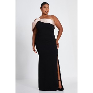 QUIZ Women's Plus Size Satin Scuba Crepe Off the Shoulder Fishtail Maxi Dress : Target