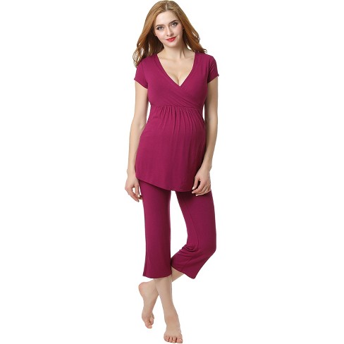 Glow & Grow Daily Essential Maternity Nursing Pajama Set Berry Large ...