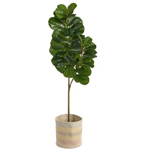 Nearly Natural 5.5-ft Fiddle Leaf Fig Artificial Tree In Handmade ...