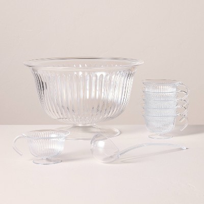Viski Admiral Punch Bowl Set With 8 Tumblers, Cut Crystal Cocktail ...