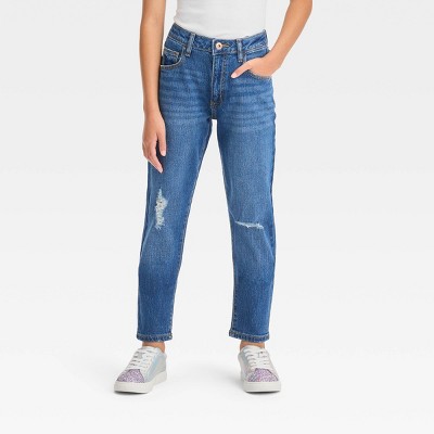 Girls' High-rise Tapered Cropped Jeans - Art Class™ Medium Wash Blue 6 ...