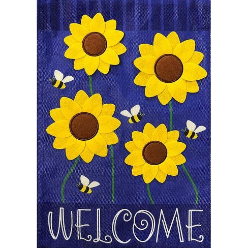 Sunflowers And Bees Burlap Spring Garden Flag 18" X 12.5" Briarwood ...
