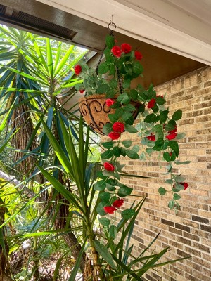Collections Etc Artificial Cascading Rose Blossom Bushes Pink : Target