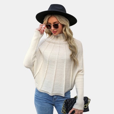 Women's Neutral Split Hem Relaxed Sweater - Cupshe-l-dark Green : Target