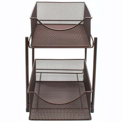 Sorbus 2 Tier Under The Sink Organizer Baskets With Mesh Sliding ...