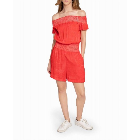 Women's Garment Dyed Off The Shoulder Romper - Nicole Miller : Target