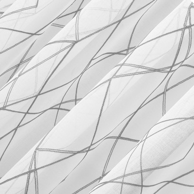 Abstract Geometric Embroidery Light Filtering Rod Pocket Curtain Panel ...