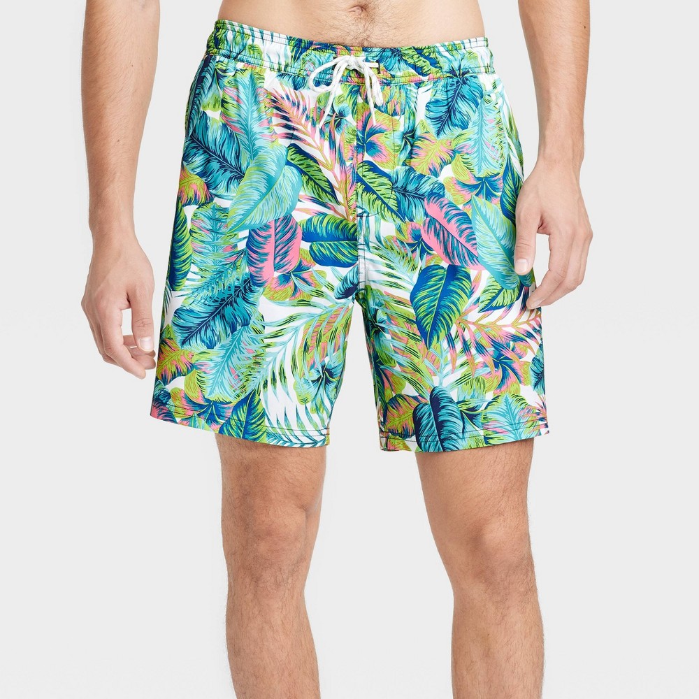 UPC 196761032050 - Men's 7" Leafy Tropical Print Swim Shorts ...