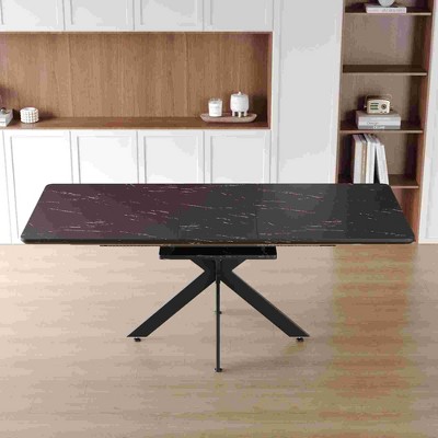 Xiyuyeu 62.4" Modern Rectangle Extendable Dining Table For 4 Person ...