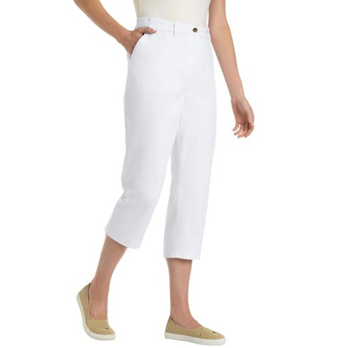 Woman Within Women's Plus Size Petite Freedom Waist Chino Capri - 32 W ...
