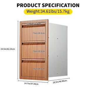 Outdoor Kitchen Drawers 14.7W x 24.5H x 18.5D, Flush Mount Triple ...