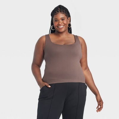 Women's Slim Fit Seamless Tank Top - A New Day™ Brown 3x : Target