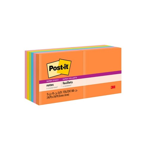 Post-it 12pk 3"x3" Super Sticky Notes 3"x3" Energy Boost Collection ...