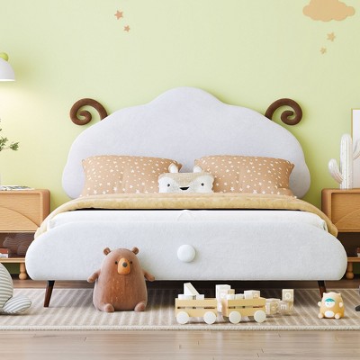 Okak Full Platform Bed Frame with Upholstered Cute Sheep-Shaped ...