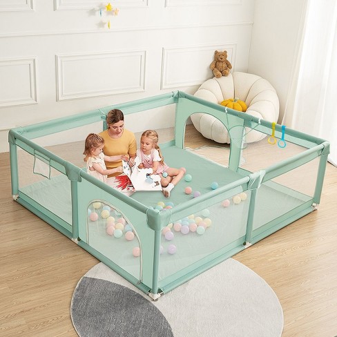 Gotgelif 79"x71" 4-panel Baby Playpen Spacious & Secure Foldable ...