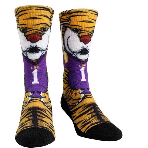 Rock Em Elite Lsu Tigers Hyperoptic Mascot Ncaa Licensed Crew Socks (l ...
