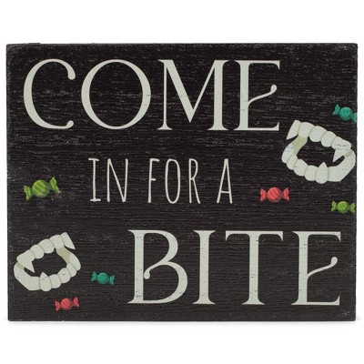 Elanze Designs Come In For A Bite Vampire Teeth Candy 3 x 4 Black Wood ...
