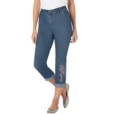 Woman Within Women's Plus Size Tall Flex-fit Pull-on Slim-leg Denim ...