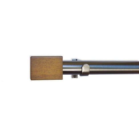Linen Avenue Wood Rectangle Single Window Curtain Rod Set, 48 To 66 ...