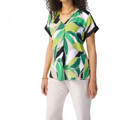 Women's Leaf Print Pleat Top - Joseph Ribkoff 10 : Target
