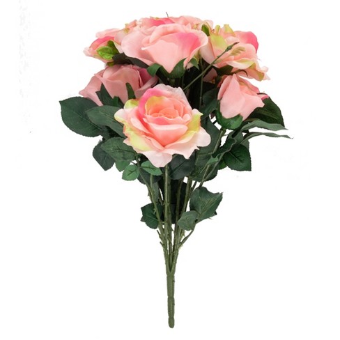 Allstate Floral 18" Pink Rose Artificial Silk Floral Bouquet : Target