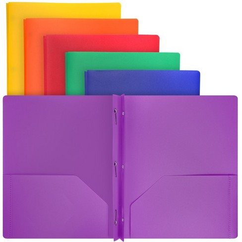 Plastic Folders With Pockets And Prongs, Assorted Colors Two Pocket ...