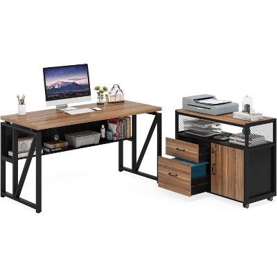 Tribesigns 55-inch L Shaped Desk With Drawer Cabinet, Executive ...