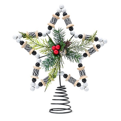 Ornativity Rattan Star Tree Topper With Holly And Mistletoe : Target
