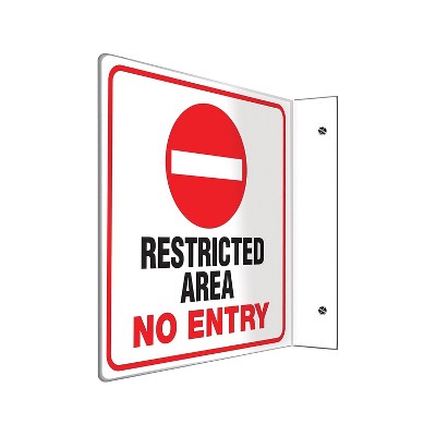 Accuform Restricted Area No Entry Projection Sign Red/black/white 8"h X ...