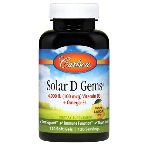 Carlson - Solar D Gems, 4000 Iu (100 Mcg) Vitamin D3, 115 Mg Omega-3s ...