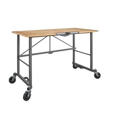 Ultragraphite Wood Top Table Workbench On Wheels Beech Wood/graphite ...