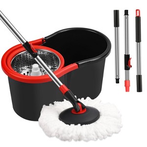 Spin Mop and Bucket with Wringer Set, 1 Microfiber Refill Included, 50 ...