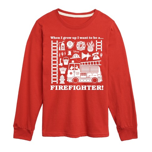 Disney Firefighter Long Sleeve Graphic T-shirt - Red - 2t : Target