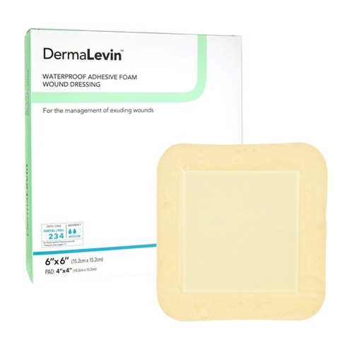 Dermalevin Adhesive With Border Foam Dressing, 6 X 6 Inch : Target